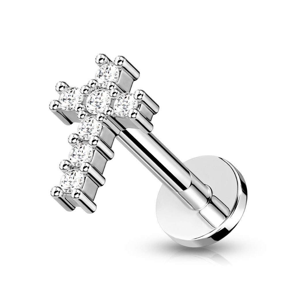 Single Micro CZ Paved Cross Top Hypoallergenic Cartilage Stud – Solace Jewellery Ltd®