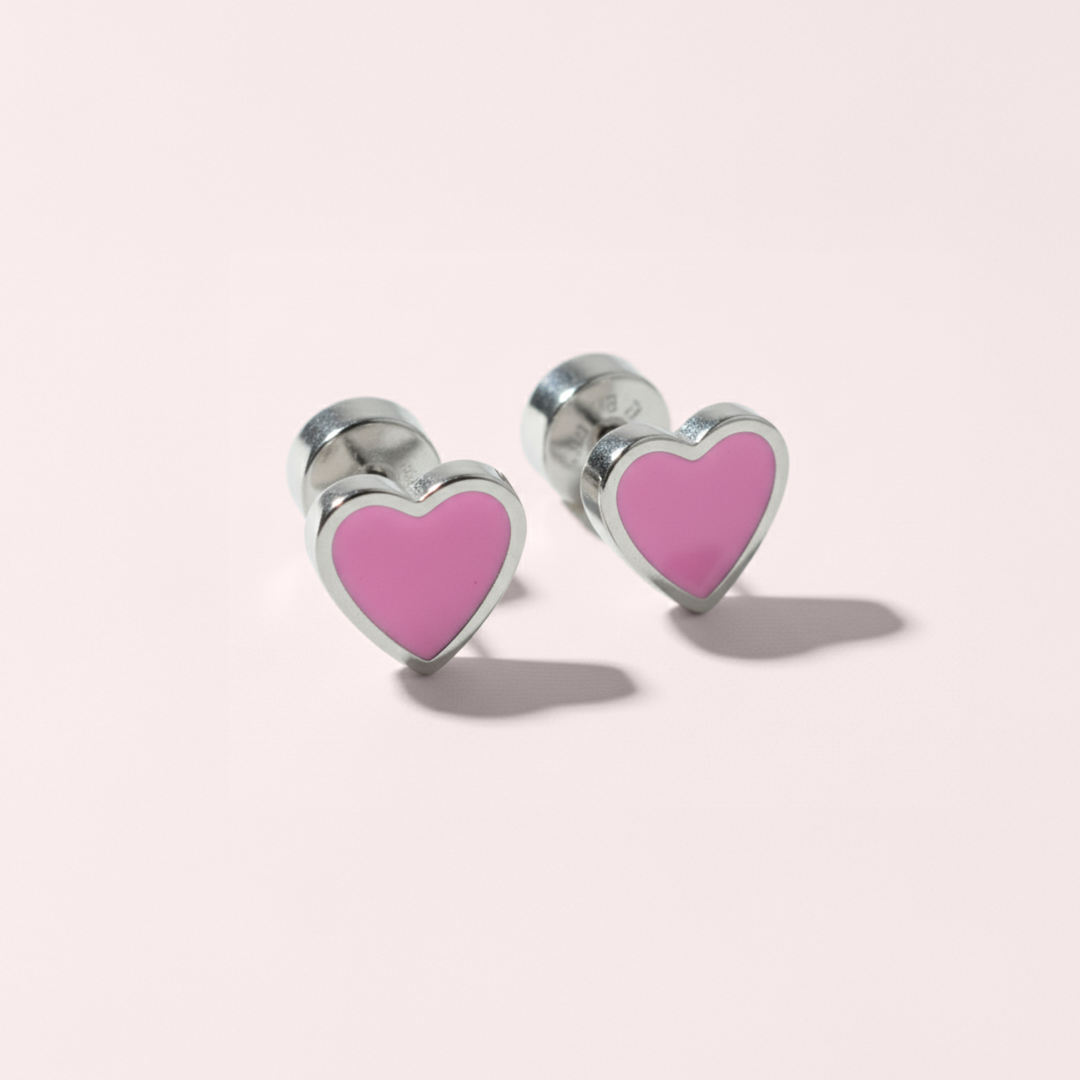 Kids Love Heart Flat Back Hypoallergenic Earrings – Solace Jewellery Ltd®